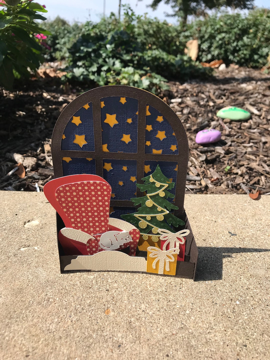 Christmas Window Box Popup Card, Cat and Tree - Etsy