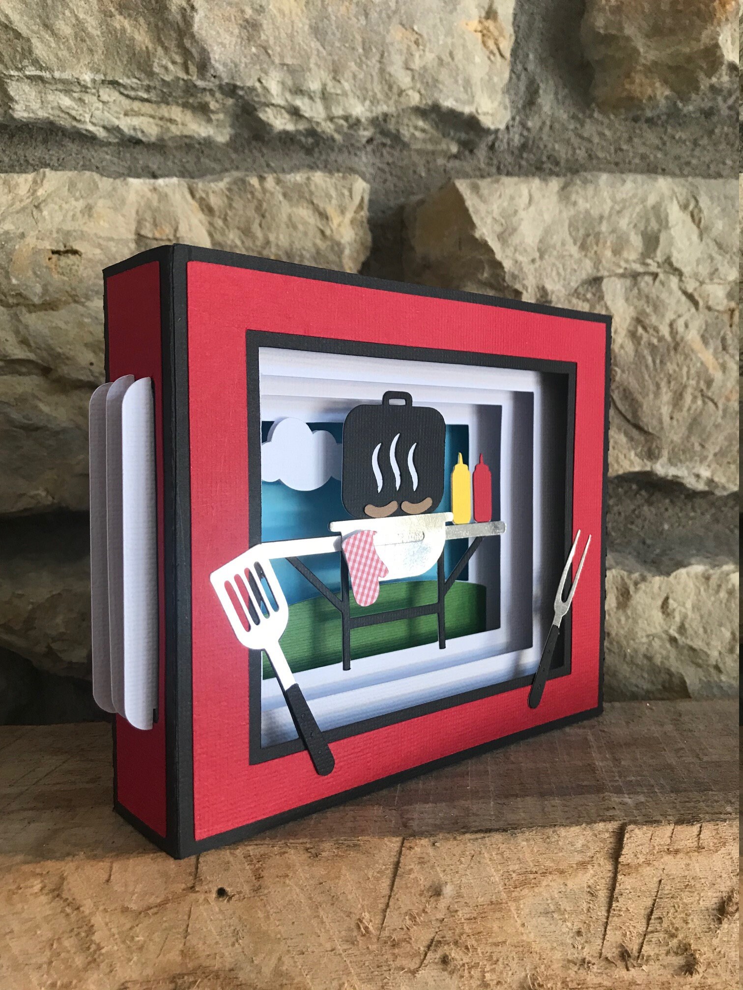 Grill Shadow Box Card, Birthday Card, Fathers Day Card, 3D Birthday ...
