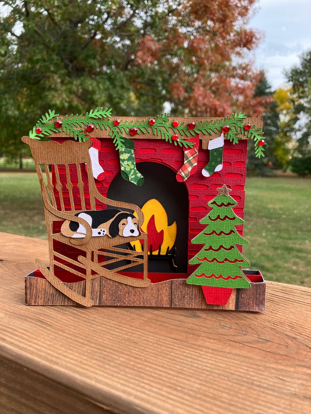 Christmas Fireplace Dog Card, Christmas Card - Etsy