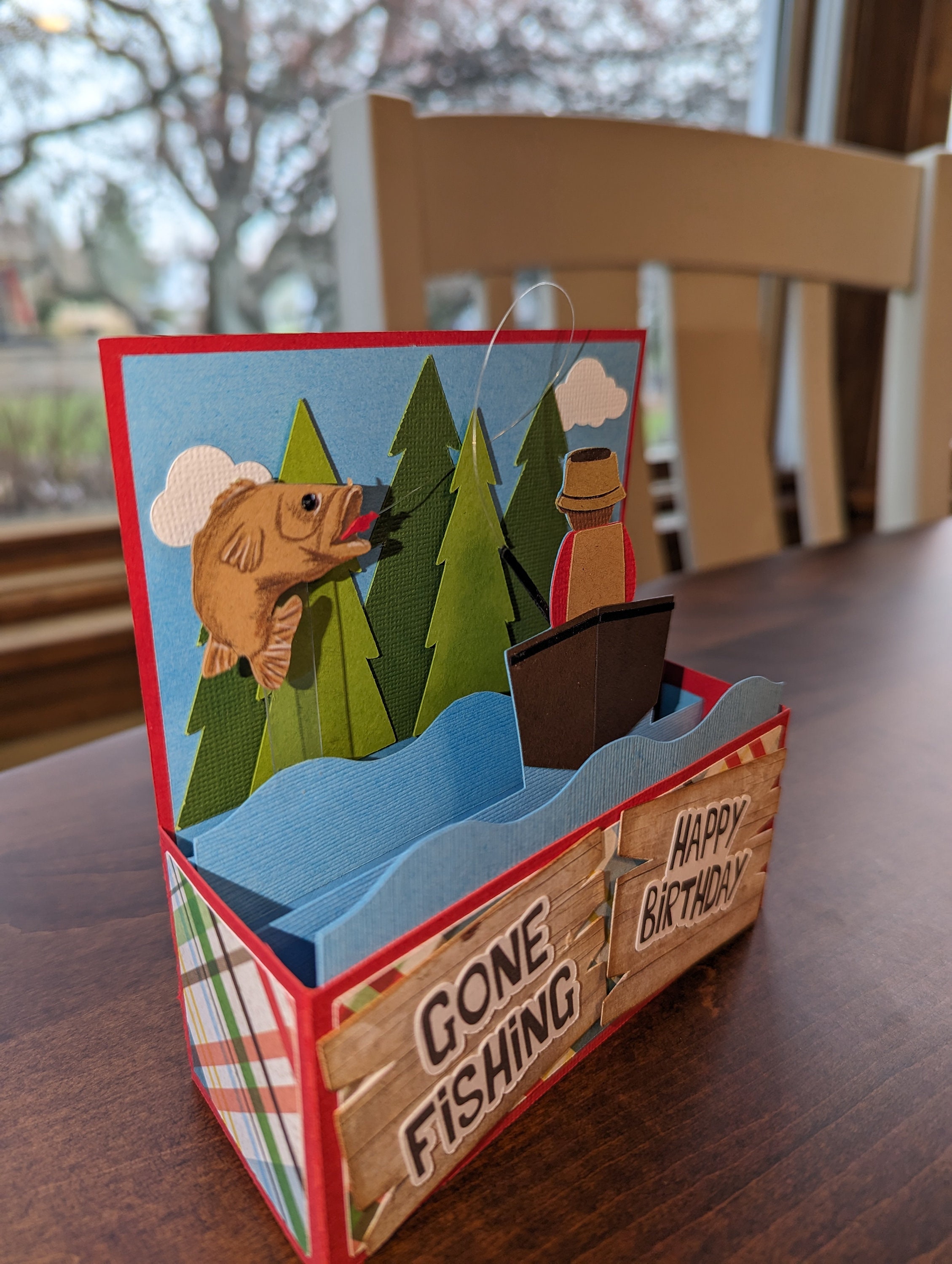Gone Fishing Birthday Card Pop up Card - Etsy