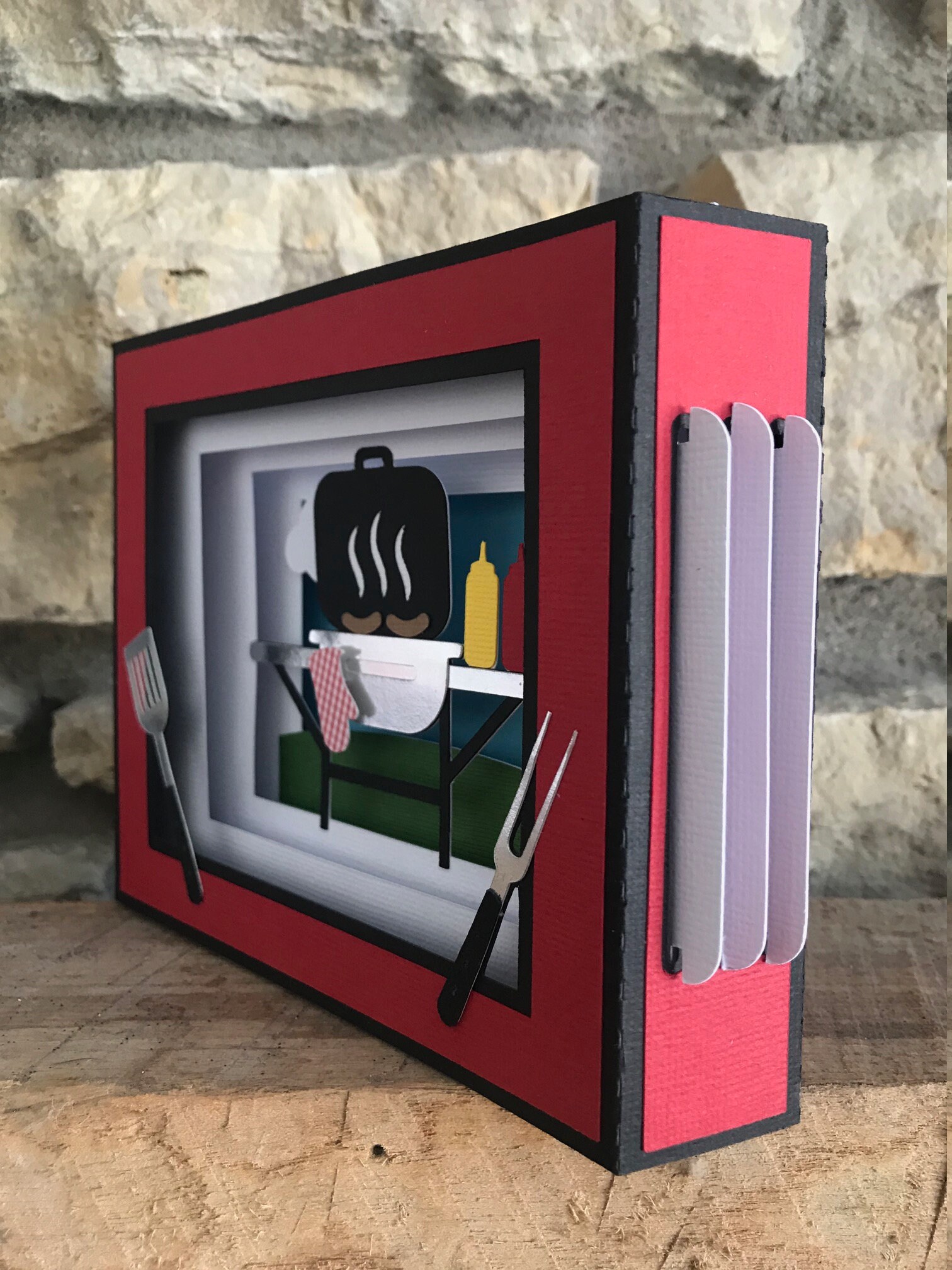 Grill Shadow Box Card, Birthday Card, Fathers Day Card, 3D Birthday ...