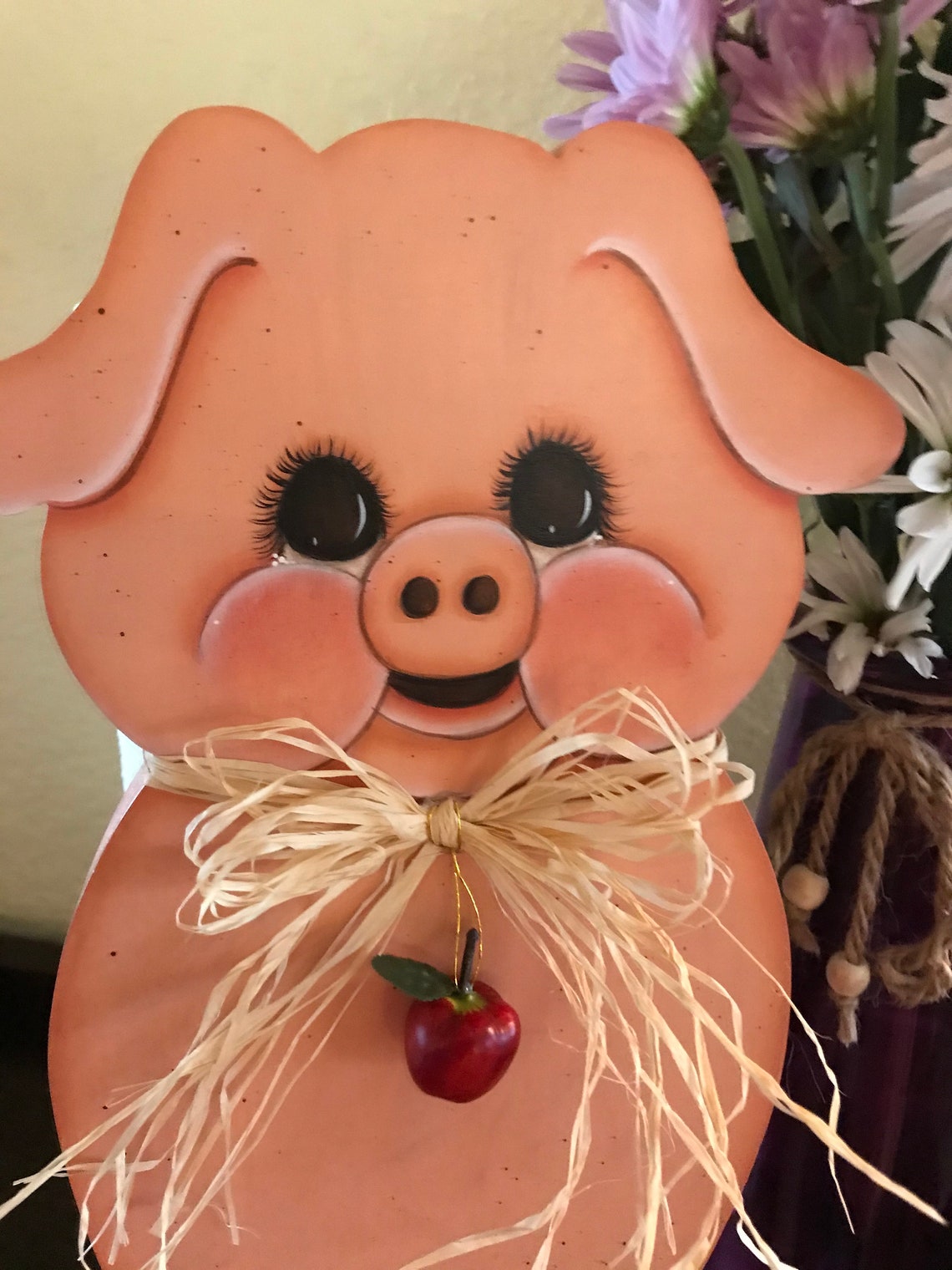 Wooden Hand Painted Piggy Paper Towel Holder. Sweet Face and - Etsy