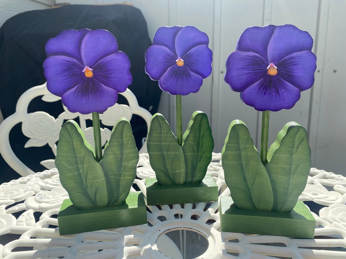 Wooden Hand Painted Pansies. Ready for Spring to Summer Decorating ...
