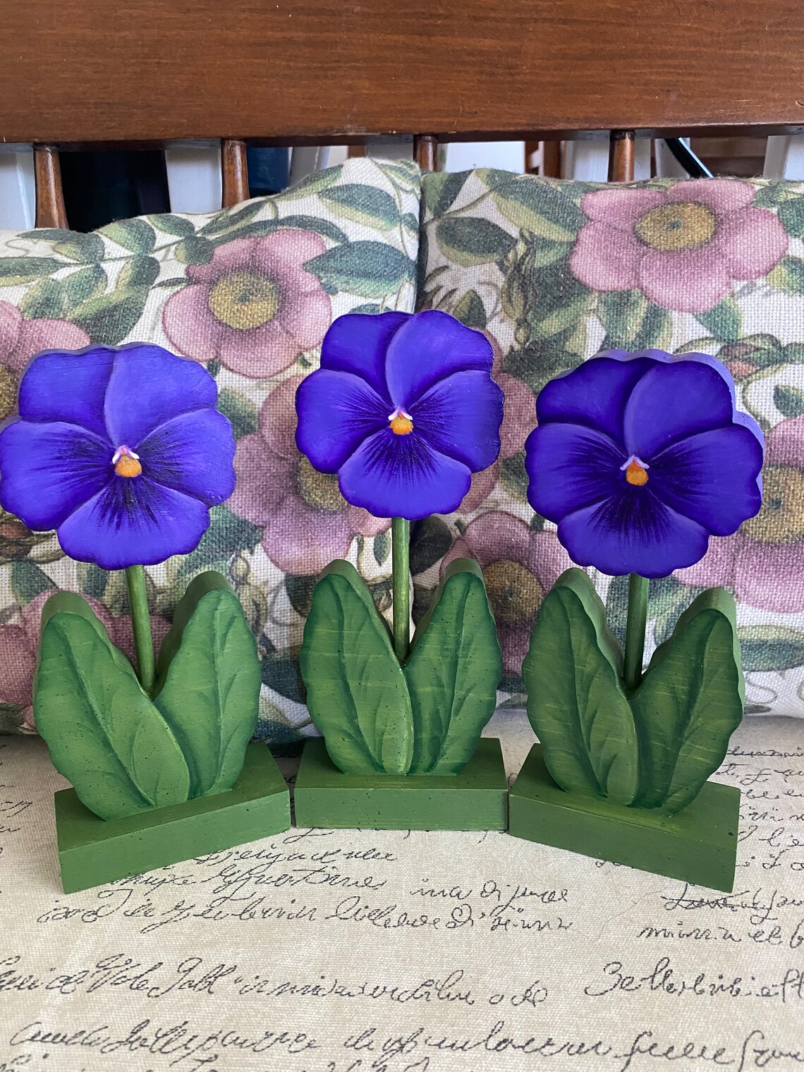 Wooden Hand Painted Pansies. Ready for Spring to Summer Decorating ...