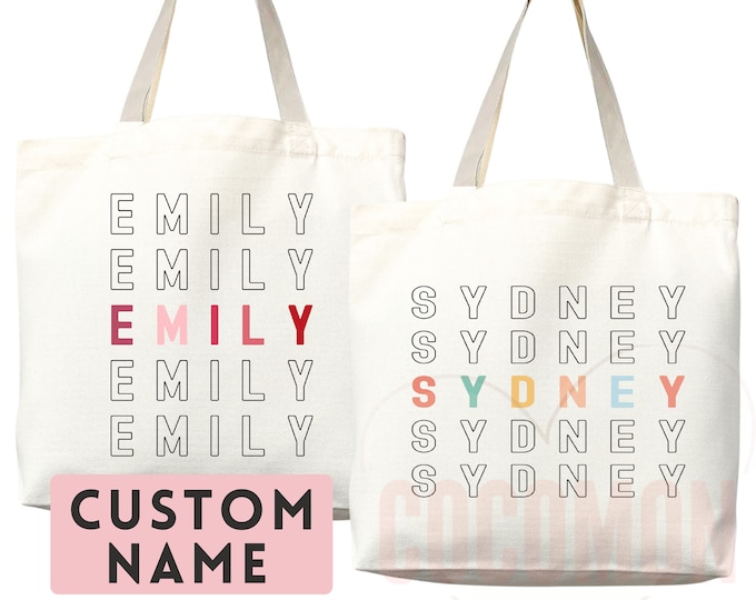 Personalized Name Tote Bag Custom Name Tote Bag Custom Tote Shopper ...