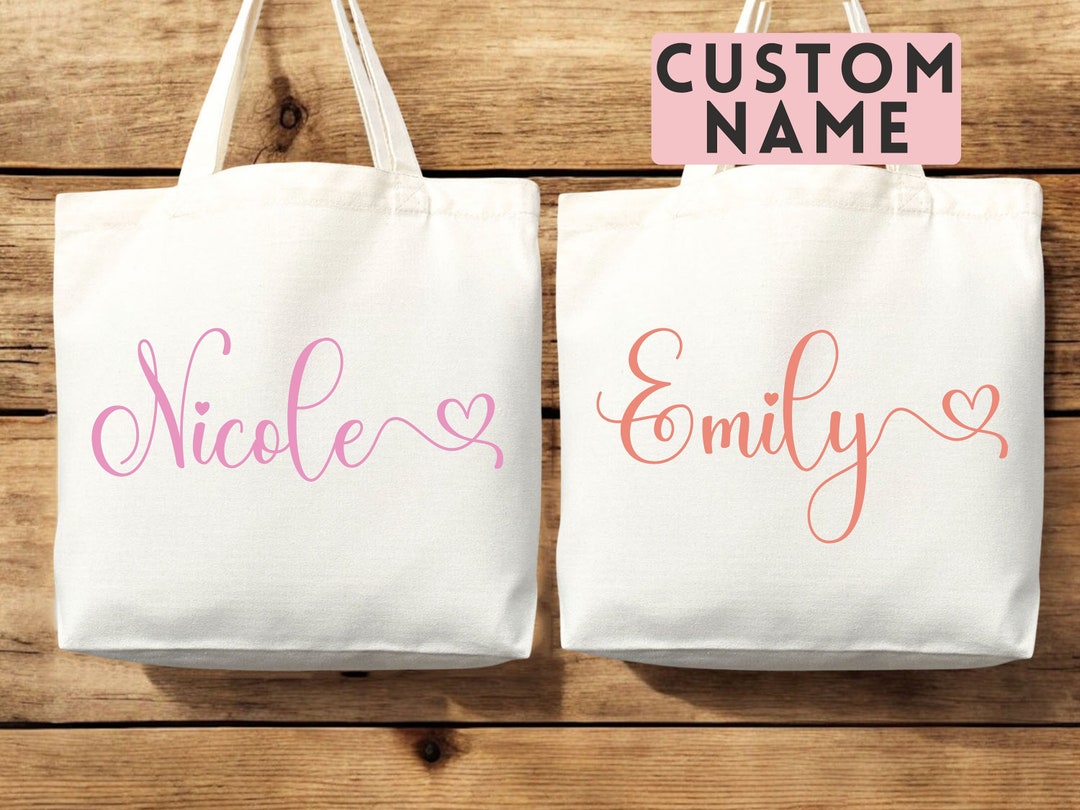 Personalized Name Bag Custom Name Tote Bag Custom Gift Bridesmaids Bag ...