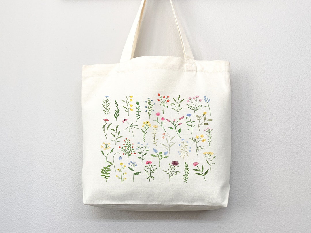 Wildflower Tote Bag: Floral Canvas Eco-friendly Reusable Bag - Etsy