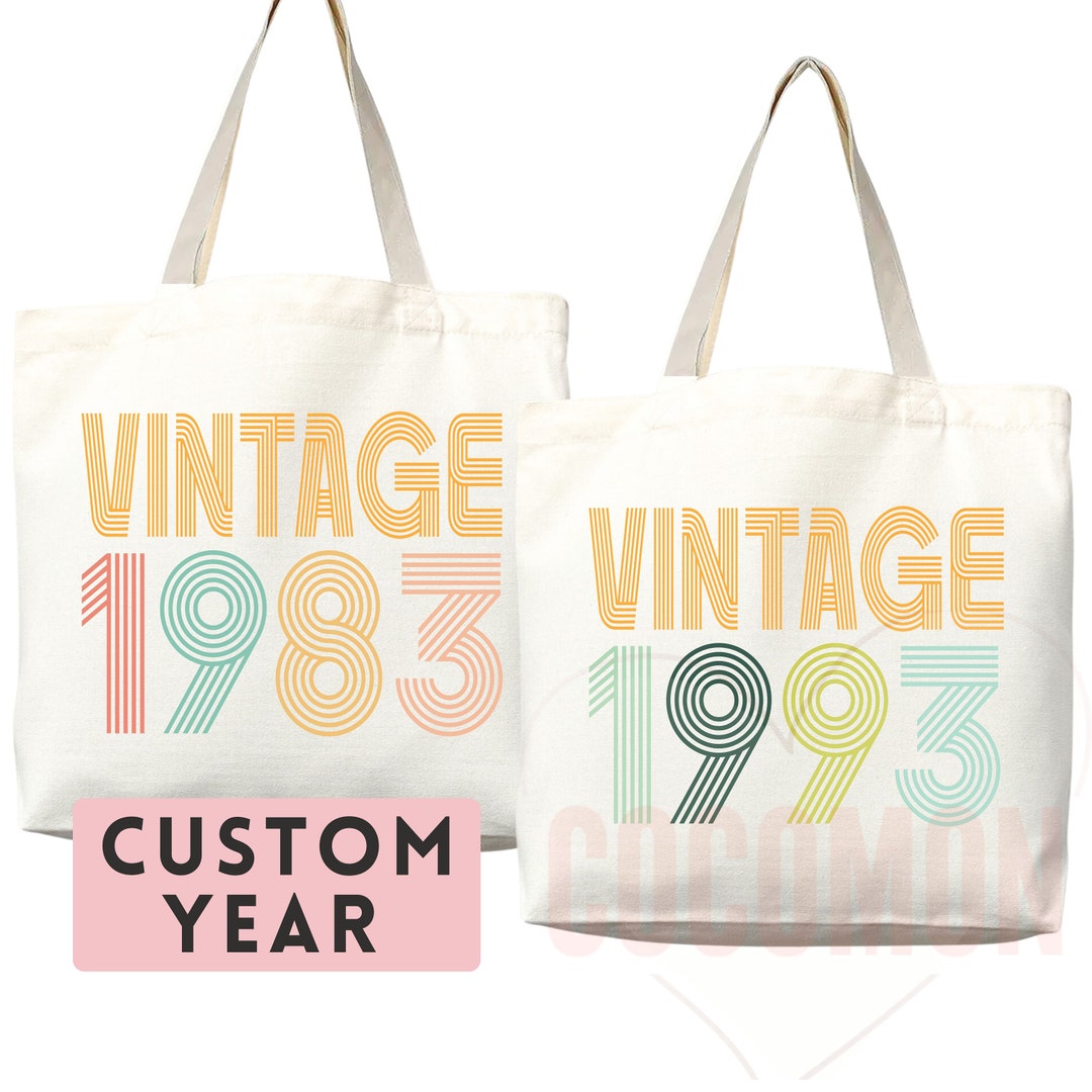 Customized Birth Year Tote Bag Floral Bag Personalized Birthday Gift ...