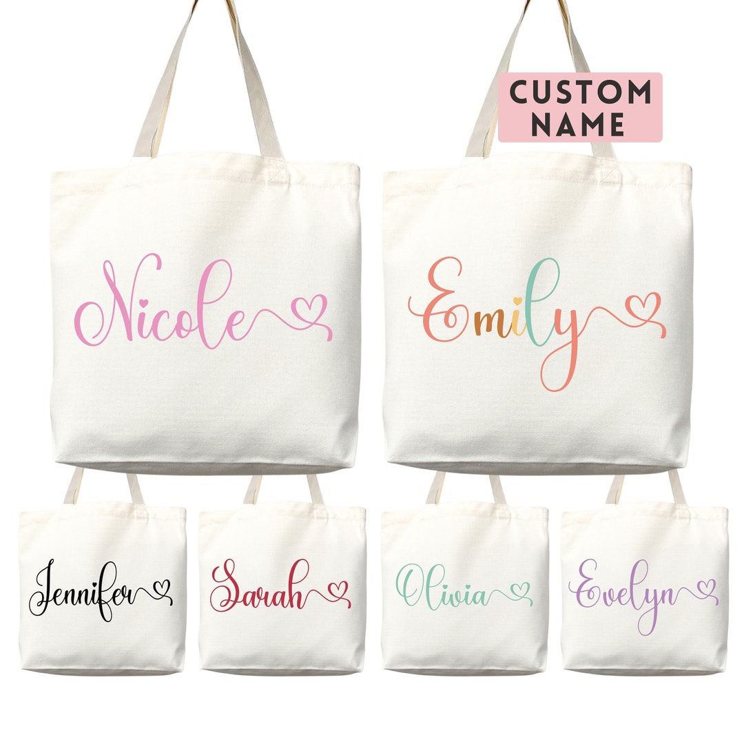 Personalized Name Bag Custom Name Tote Bag Custom Gift Bridesmaids Bag ...