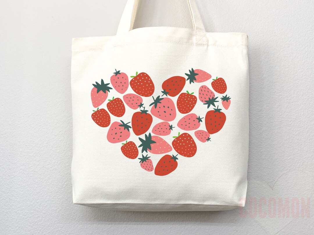 Strawberry Tote Bag Strawberry Lover Gift Spring Tote Shopper Summer ...