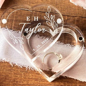 Heart Shaped Acrylic Ring Box | Personalized Ring Box | Wedding ...
