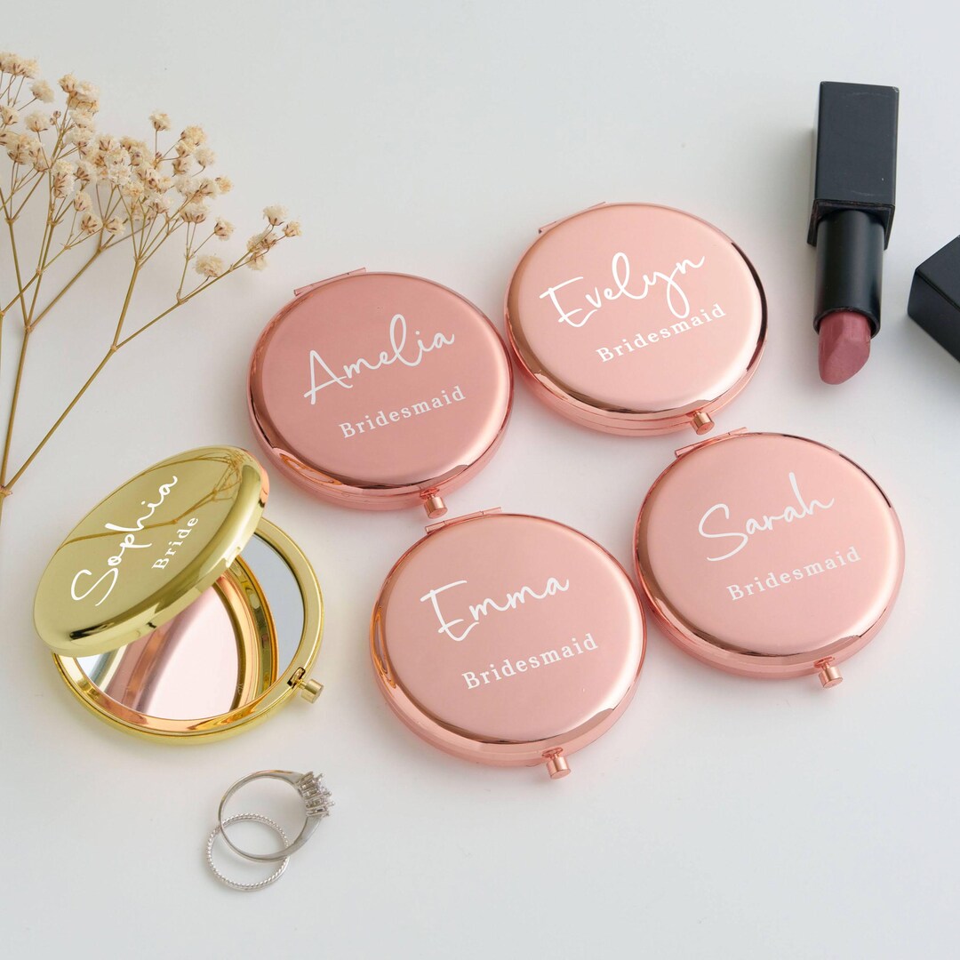Personalized Compact Mirror With Birth Flower,bridesmaid Proposal ...