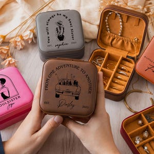 Best Friend Personalized Travel Jewelry Case, Custom Leather Jewelry ...