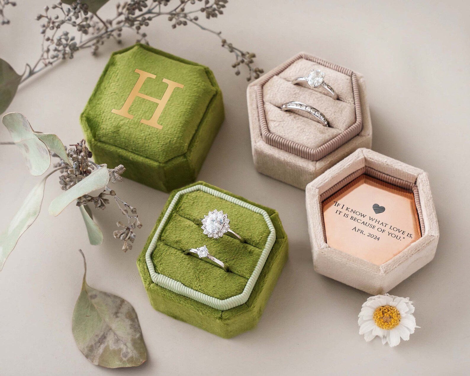 Custom Wedding Ring Box Monogram Ring Bearer Personalized Velvet Ring ...