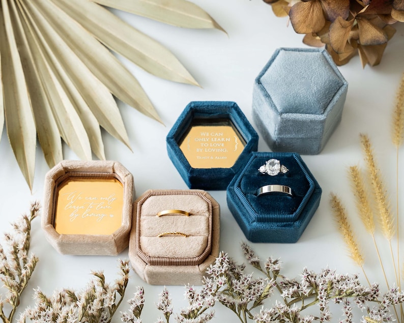 Personalized Velvet Ring Box Monogram Ring Box Ring Box - Etsy