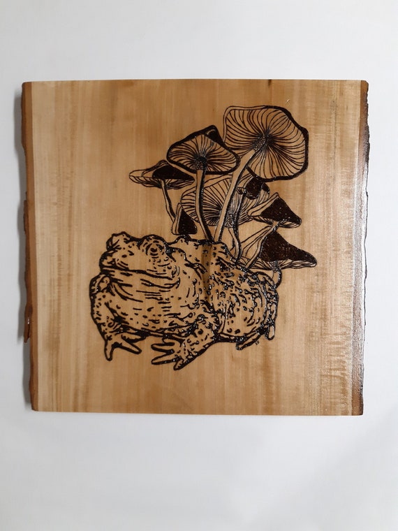 Toad and Mushroom Wood Burning | Etsy