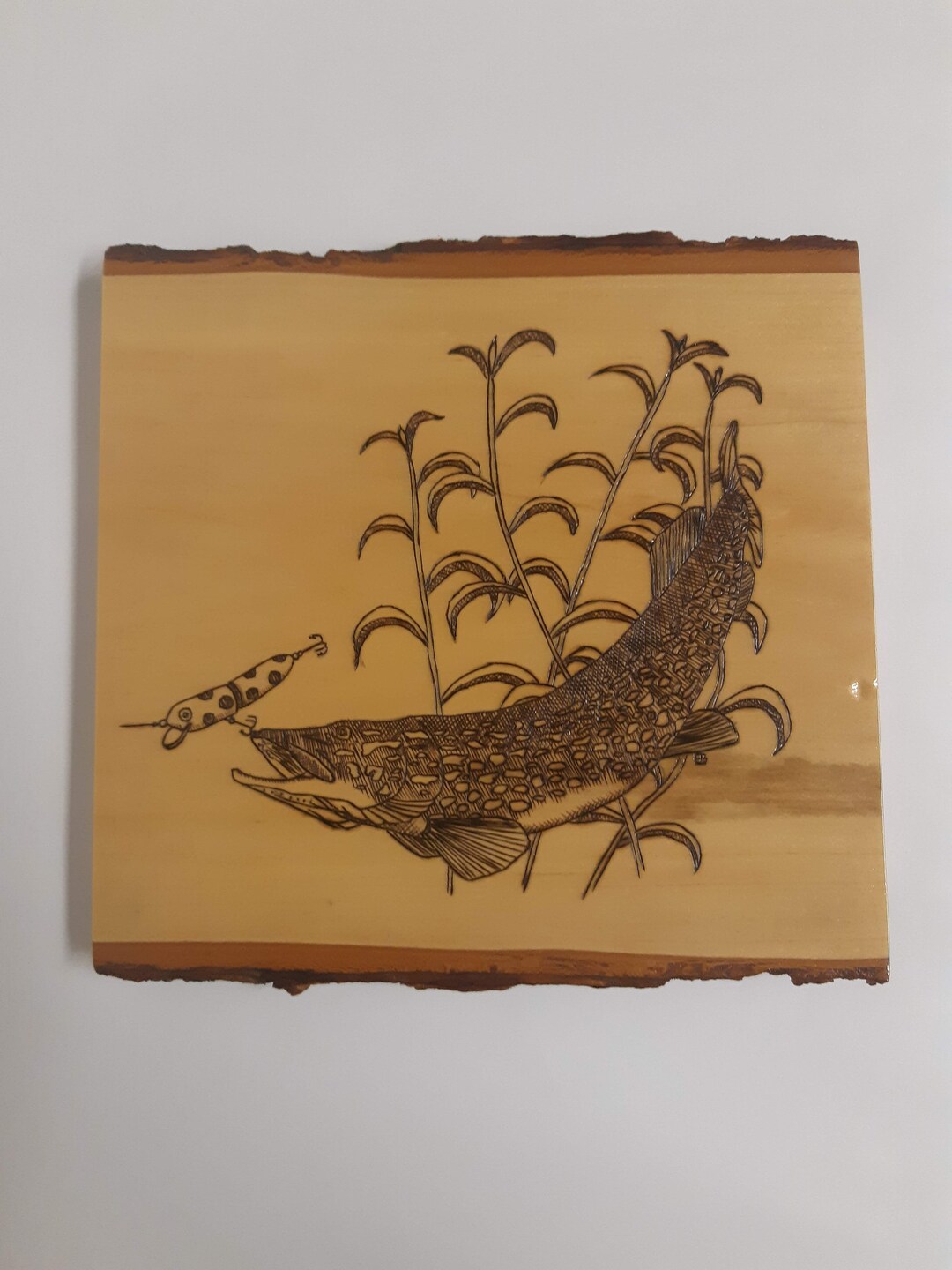 Hand Drawn Woodburned Pike Wall Hanging: Fishing Gift - Etsy