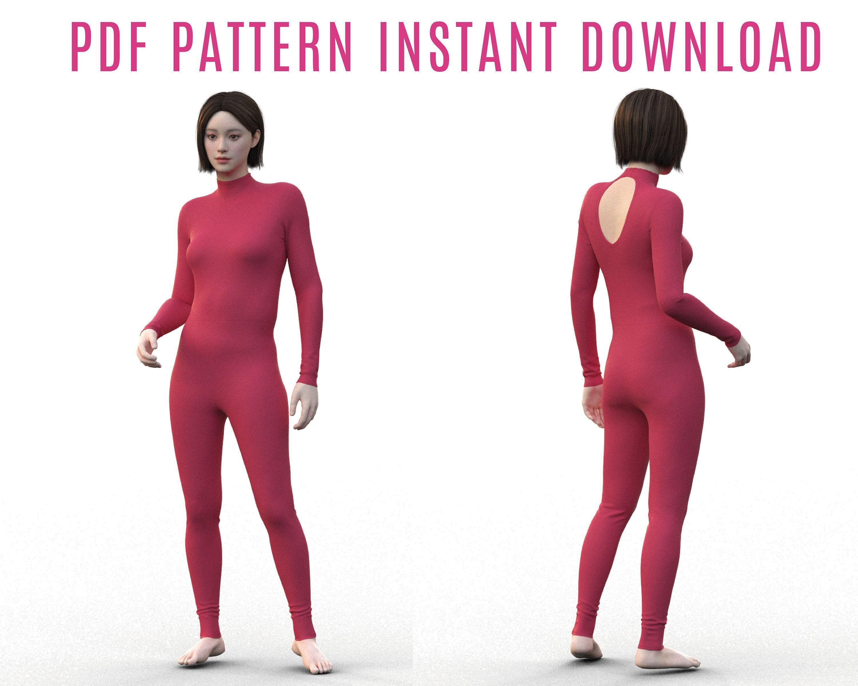 Diy Unitard Sewing Pattern PDF - Catsuit With Open Back and High Collar ...