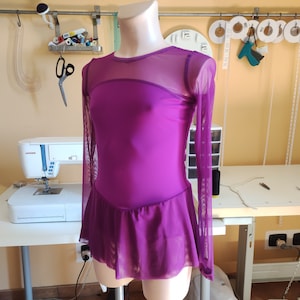 Kids Figure Skating Dress Sewing Pattern – Long Sleeve Flared Skirt ...