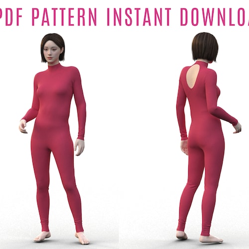 Diy Unitard Sewing Pattern PDF Catsuit With Open Back and - Etsy