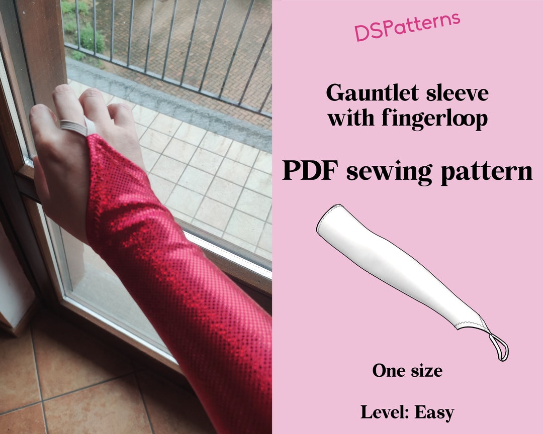 Sewing Pattern PDF Gauntlet Sleeve Finger Loop Sleeve Fingerless Gloves ...