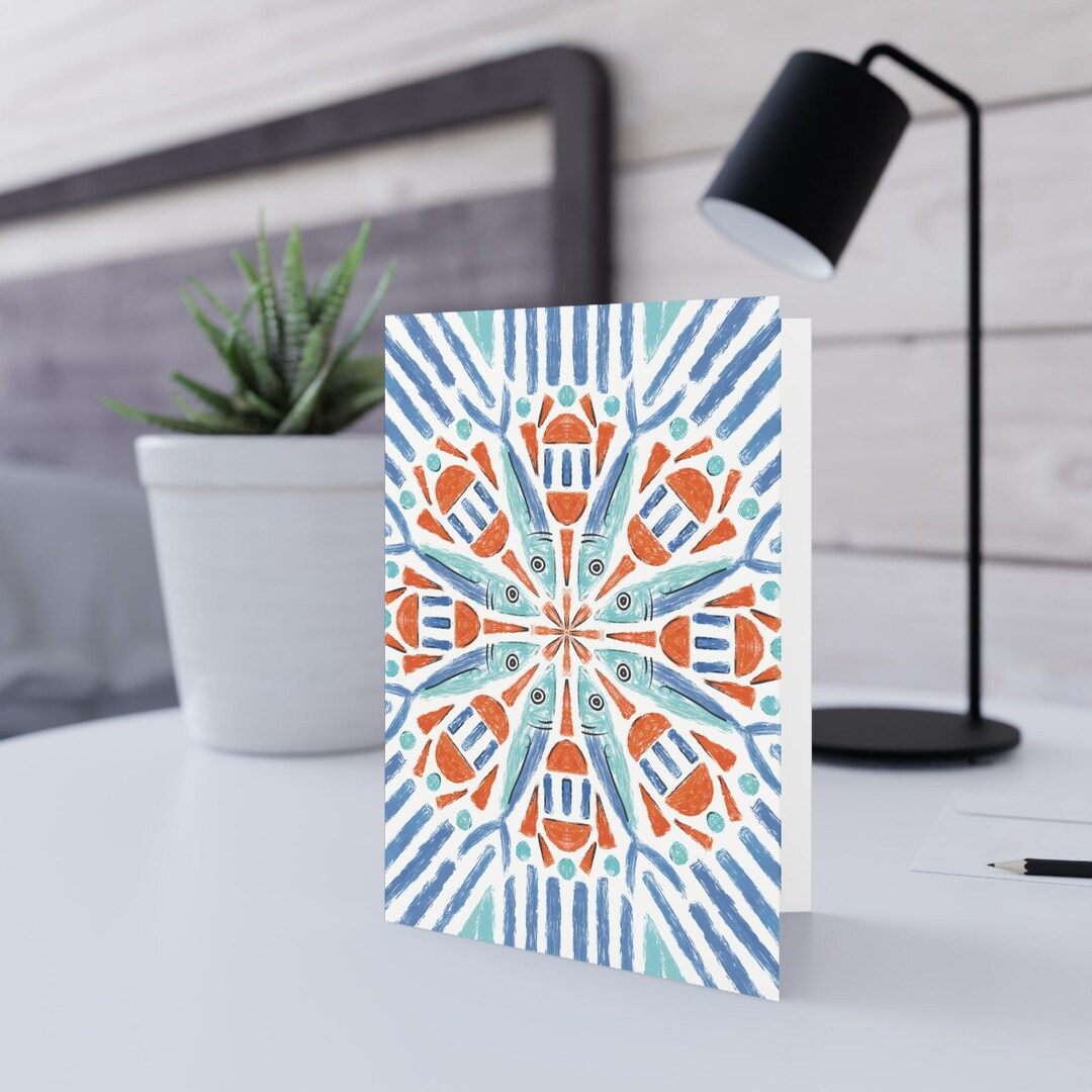 Sardine Circle Blank Greeting Cards Set | 10 Pack Notecard Set ...