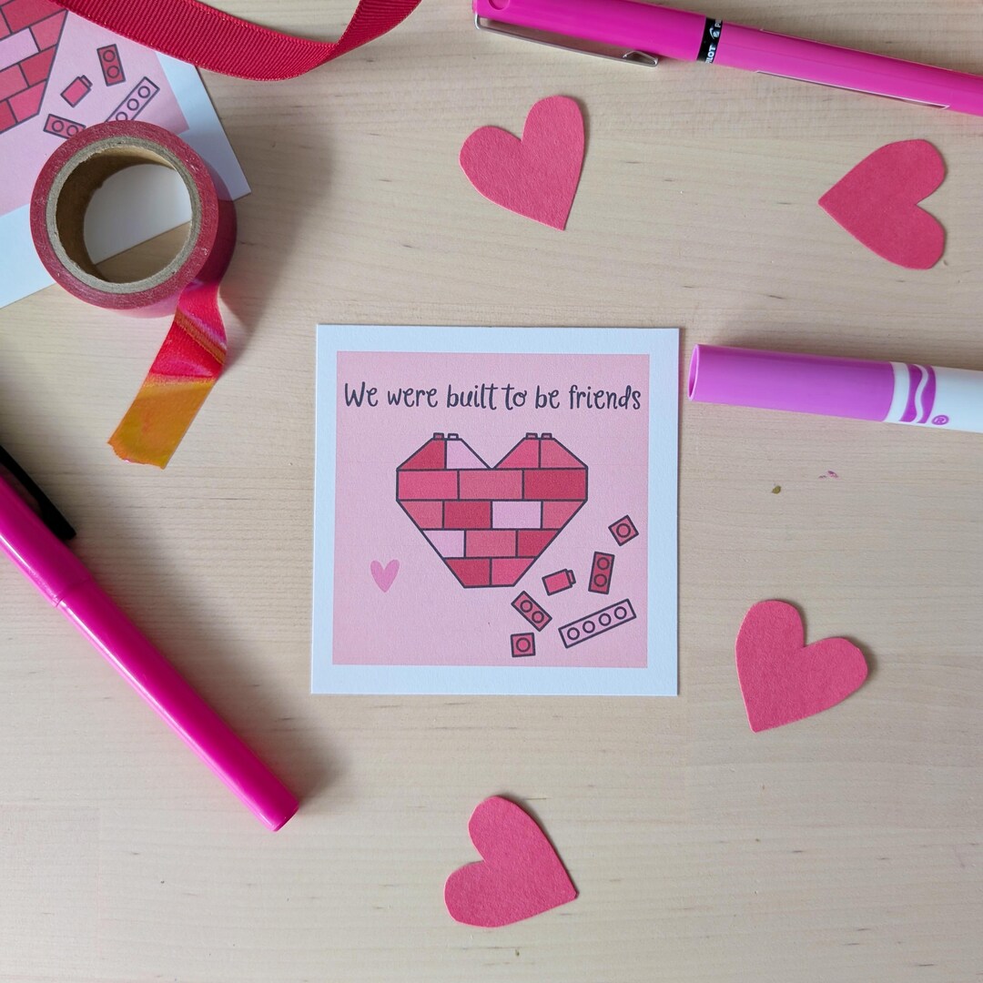 LEGO Heart Valentine Printable Instant Digital Download Classroom ...