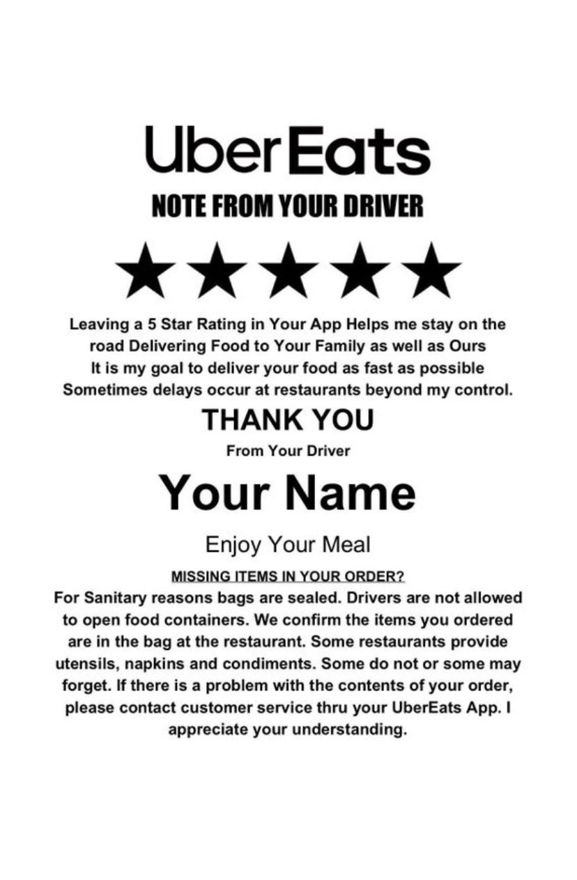 350 Personalized Labels Doordash, Grubhub, Ubereats, Spark Delivery ...