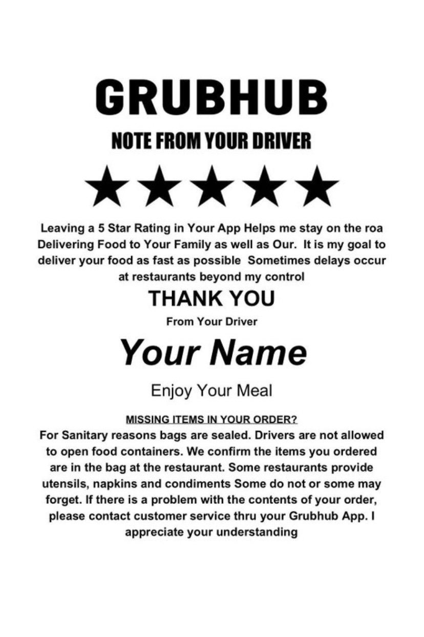 350 Personalized Labels Doordash, Grubhub, Ubereats, Spark Delivery ...