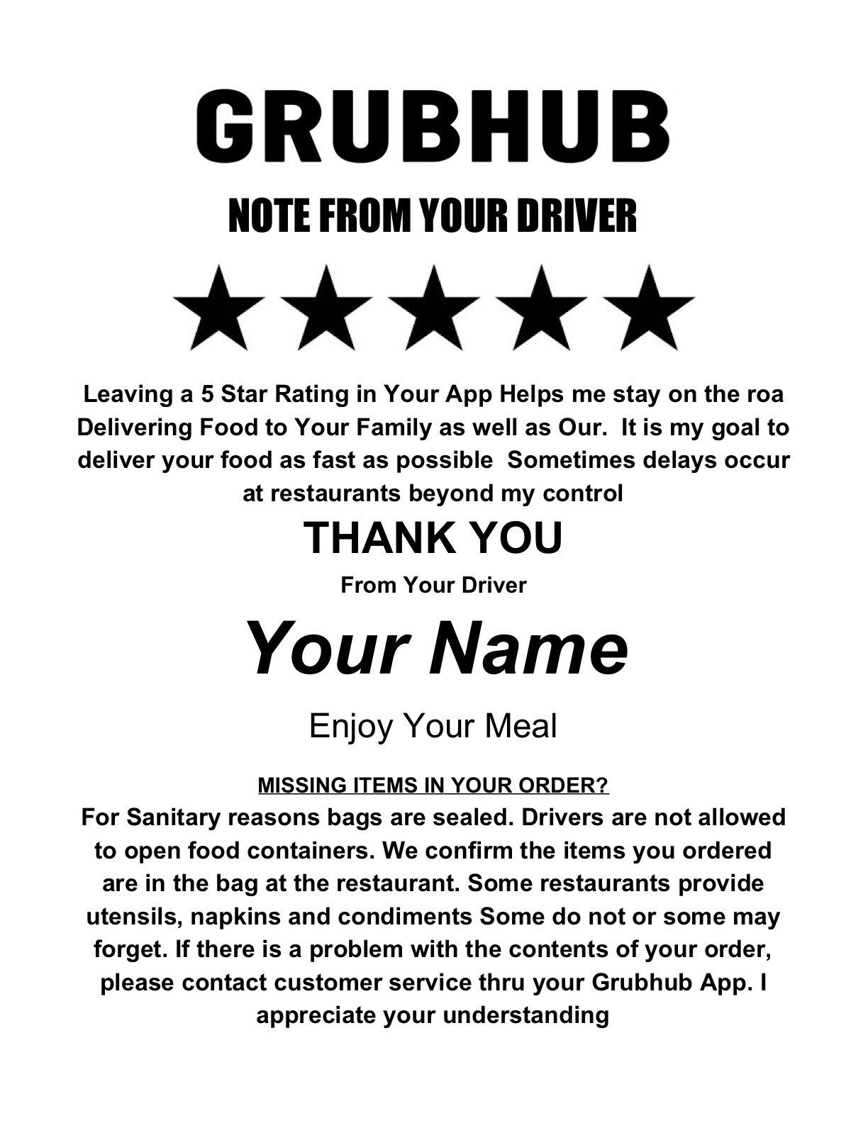 175 Personalized Labels Doordash, Grubhub, Ubereats, Postmates Driver ...