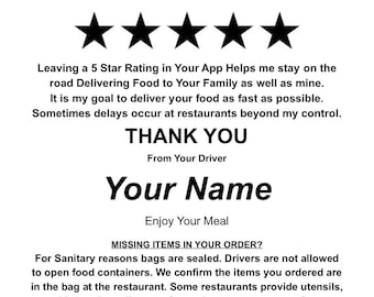 350 Personalized Labels Doordash, Grubhub, Ubereats, Spark Delivery ...