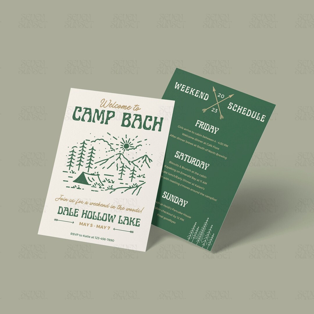 Camp Bachelorette Invite Template, Editable Canva Template, Wild in the ...