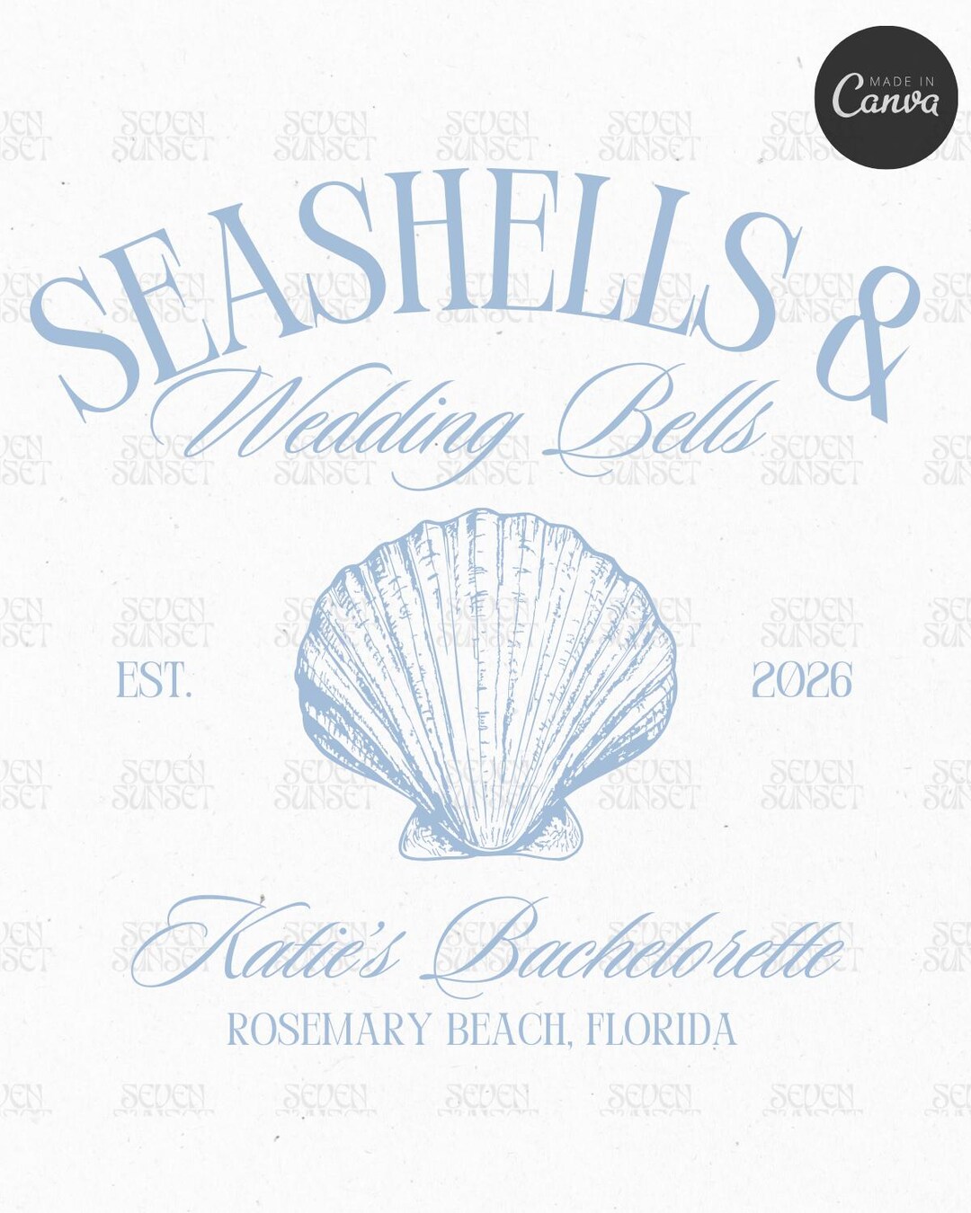 Seashells and Wedding Bells, Customizable Bachelorette Shirt Logo ...