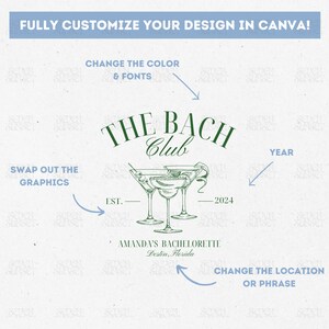 The Bach Club Logo, Bachelorette Social Club, Editable Canva Template ...