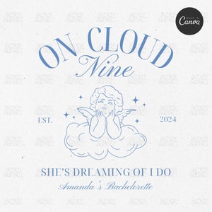 Cloud Nine Bachelorette PNG, Bride on Cloud 9 Template, Dreaming of I Do, Custom Bach Club ...