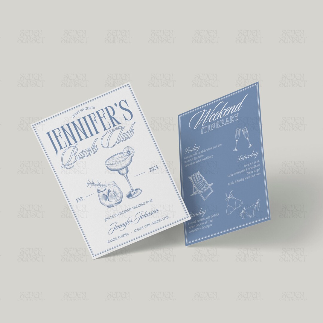 The Bach Club Invitation Cocktail Bachelorette Itinerary the Bach ...