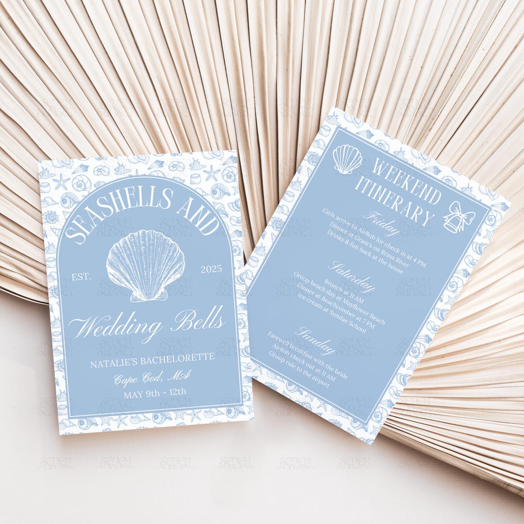 Seashells and Wedding Bells Bachelorette Invite Seashells Wedding Bells ...