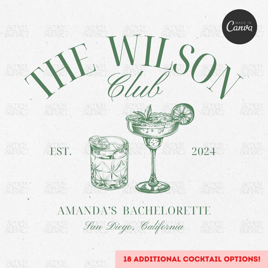 Luxury Bach Drink Template Social Cocktail Club Editable Canva Template ...