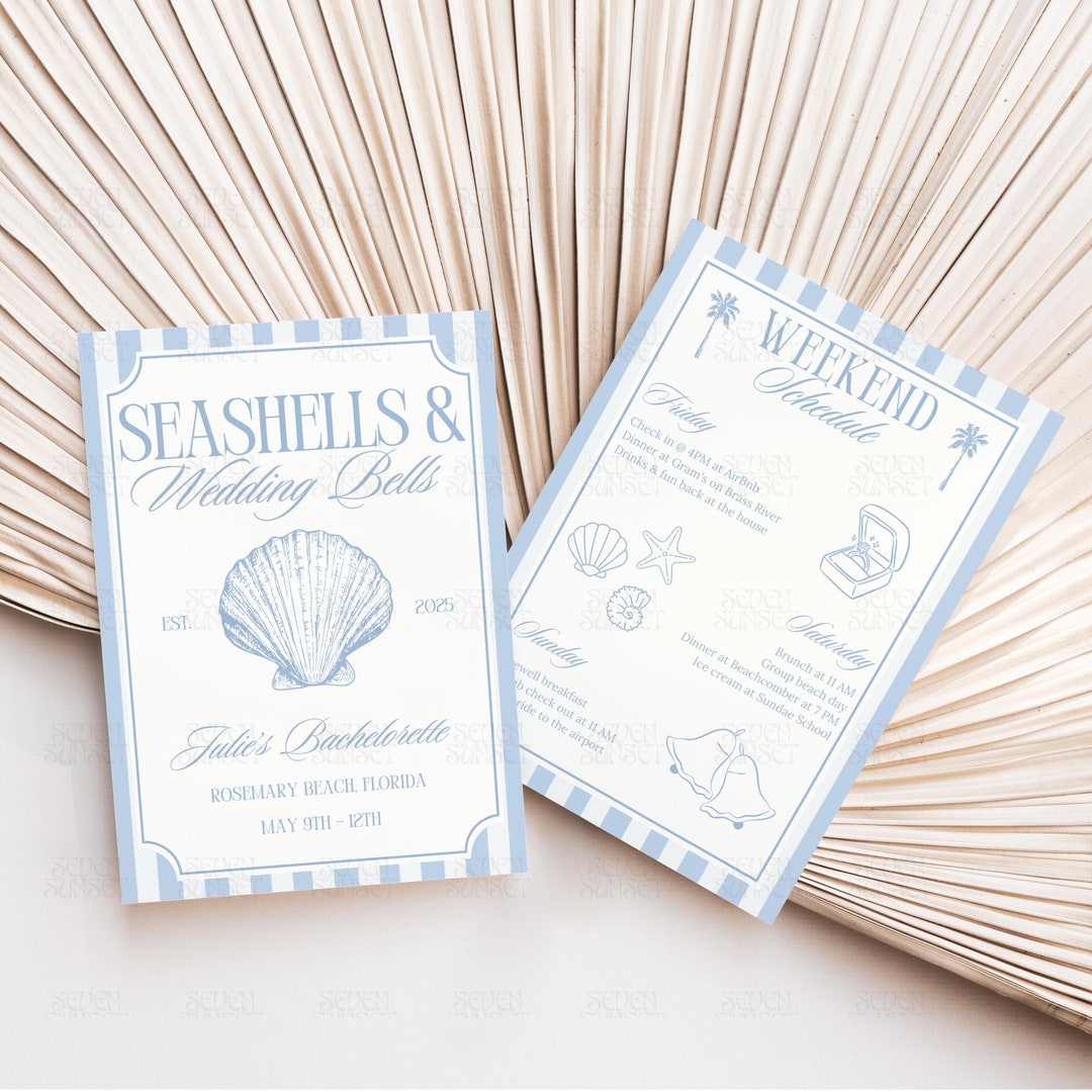 Seashells and Wedding Bells Bachelorette Invitation Beach Bachelorette ...