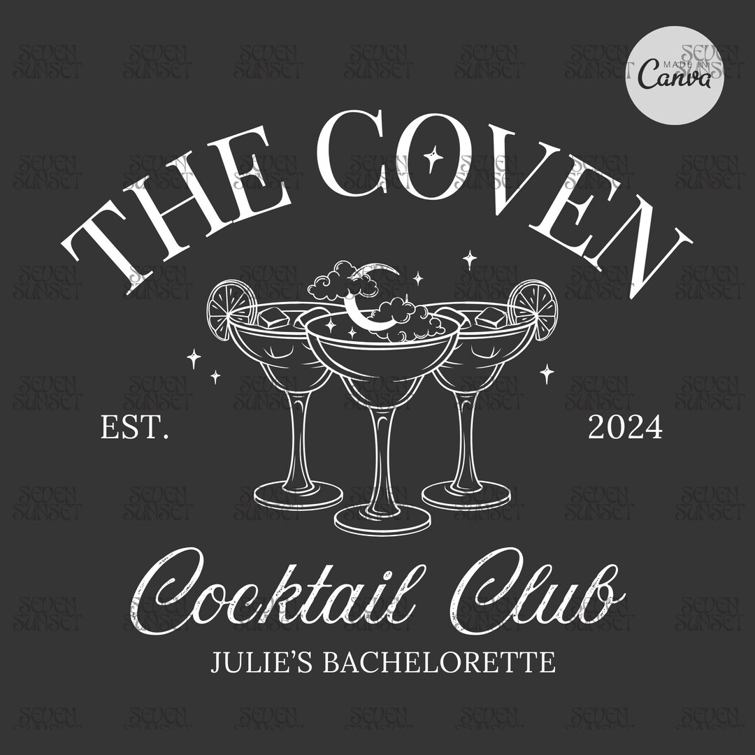 The Coven Cocktail Club Halloween Bachelorette Logo Template Spooky ...