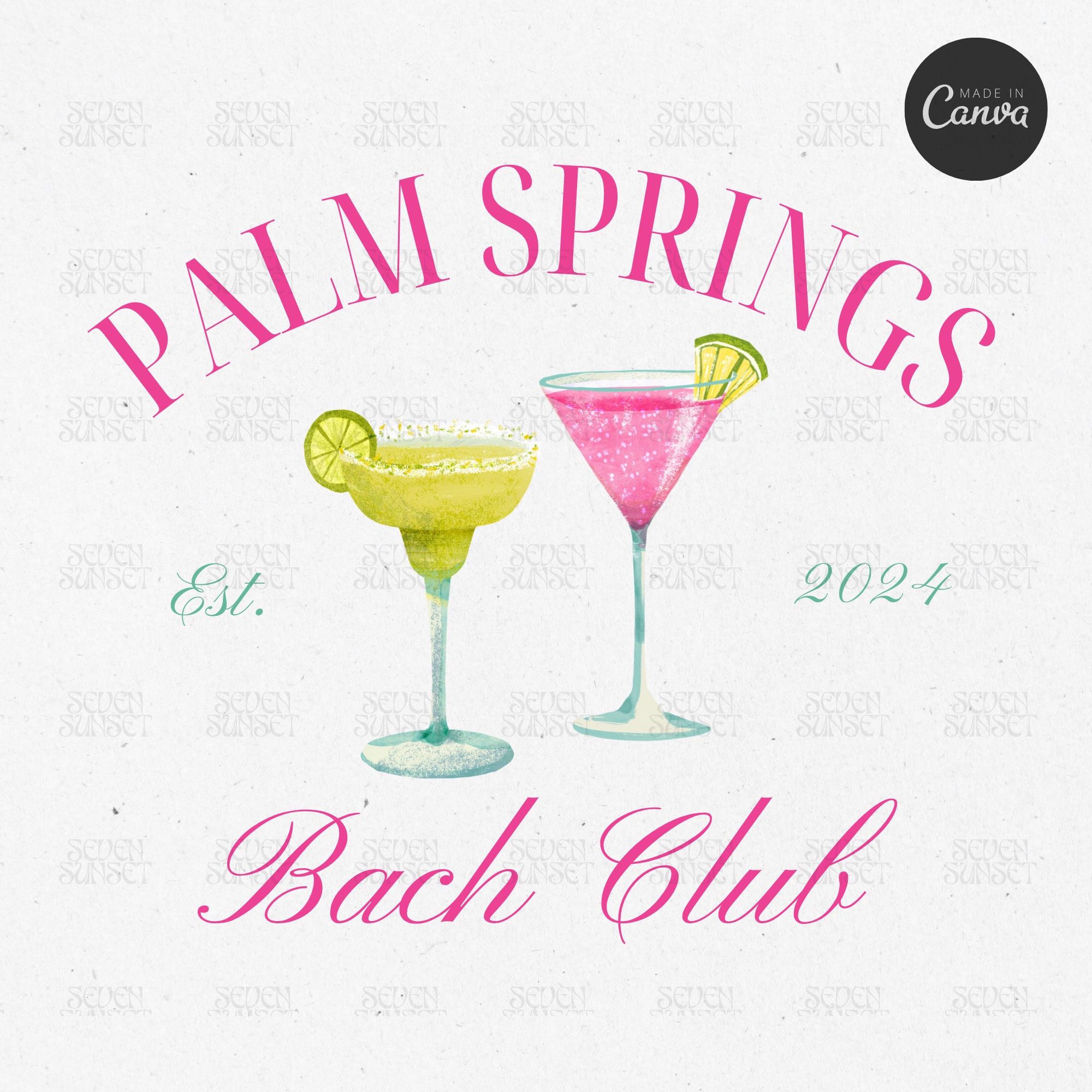 Cocktail Bachelorette Logo, Editable Template, Custom Bach Logo Design ...
