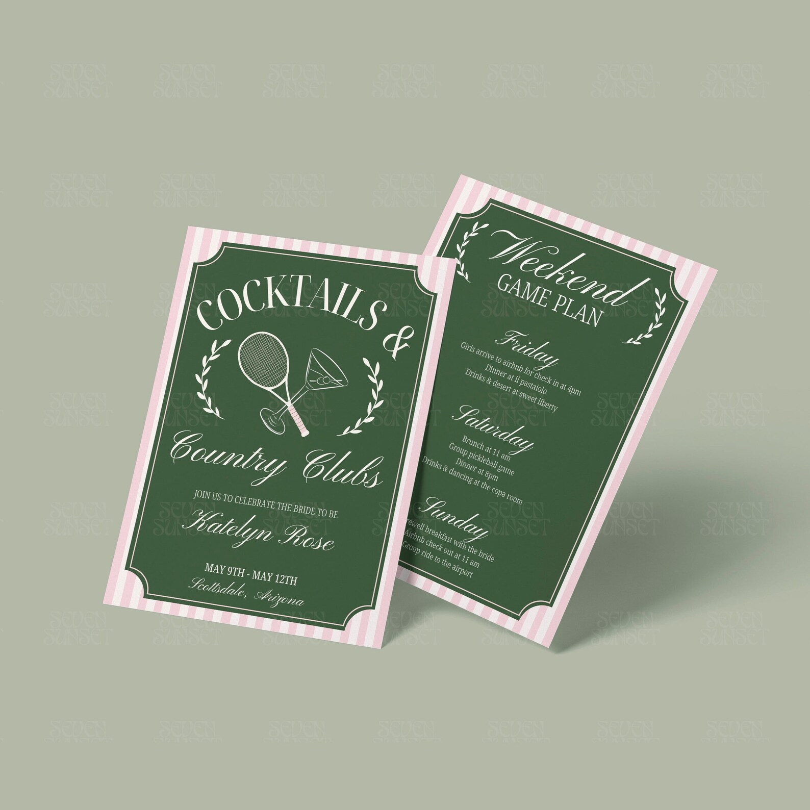 Cocktails and Country Clubs Bachelorette Invite Tennis Club ...