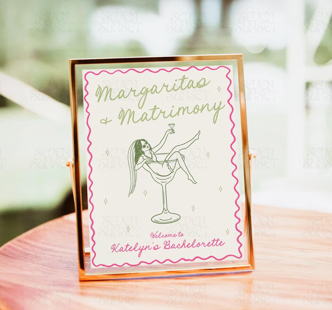 Margs and Matrimony Welcome Sign Margaritas Matrimony Bachelorette Sign ...