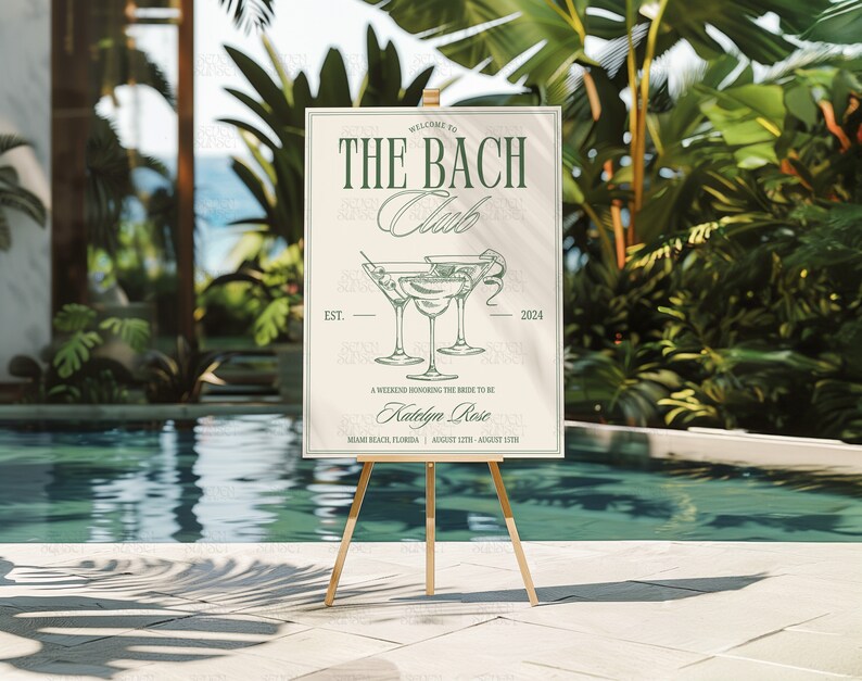 The Bach Club Welcome Sign Template Luxury Bachelorette Sign the Bach ...