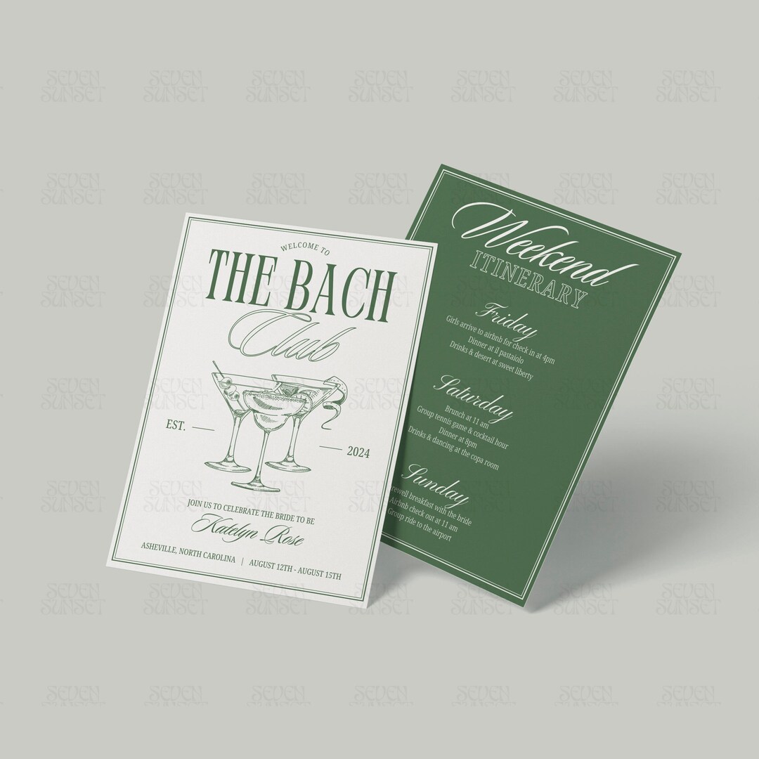 The Bach Club Invitation Luxury Bachelorette Itinerary the Bach Social ...