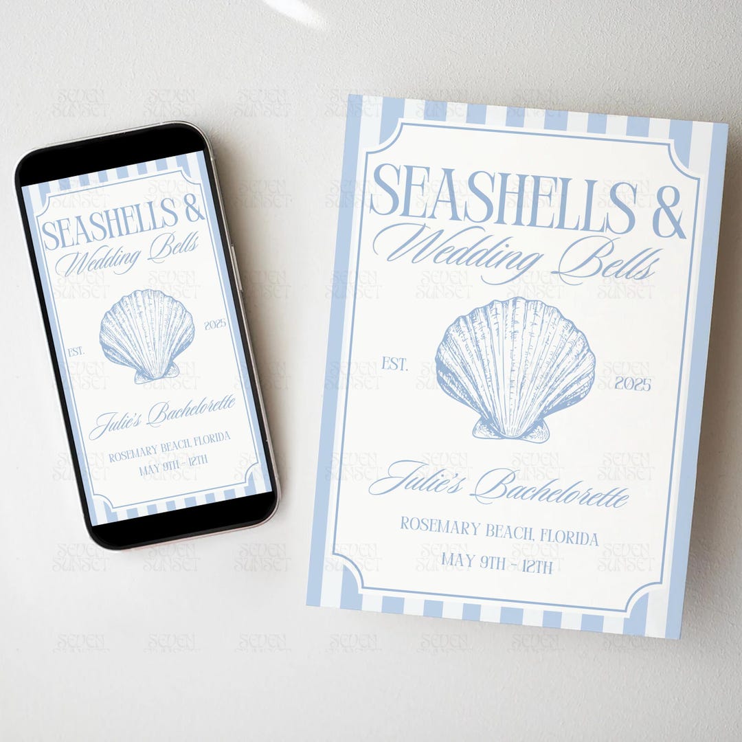 Seashells and Wedding Bells Invite Beach Bachelorette Invitation ...