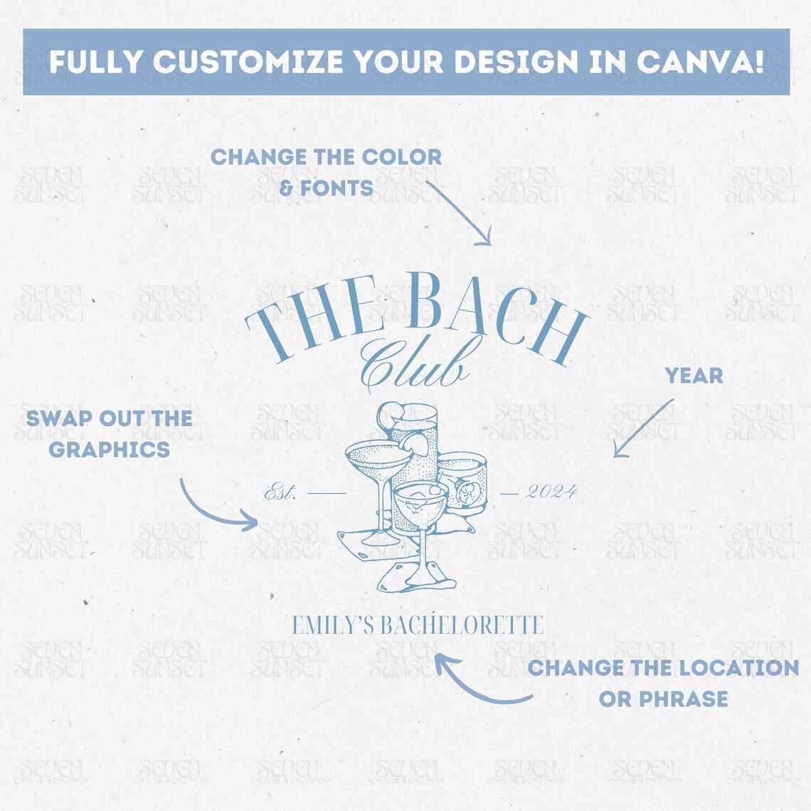 The Bach Club Logo, Bachelorette Social Club, Editable Canva Template ...