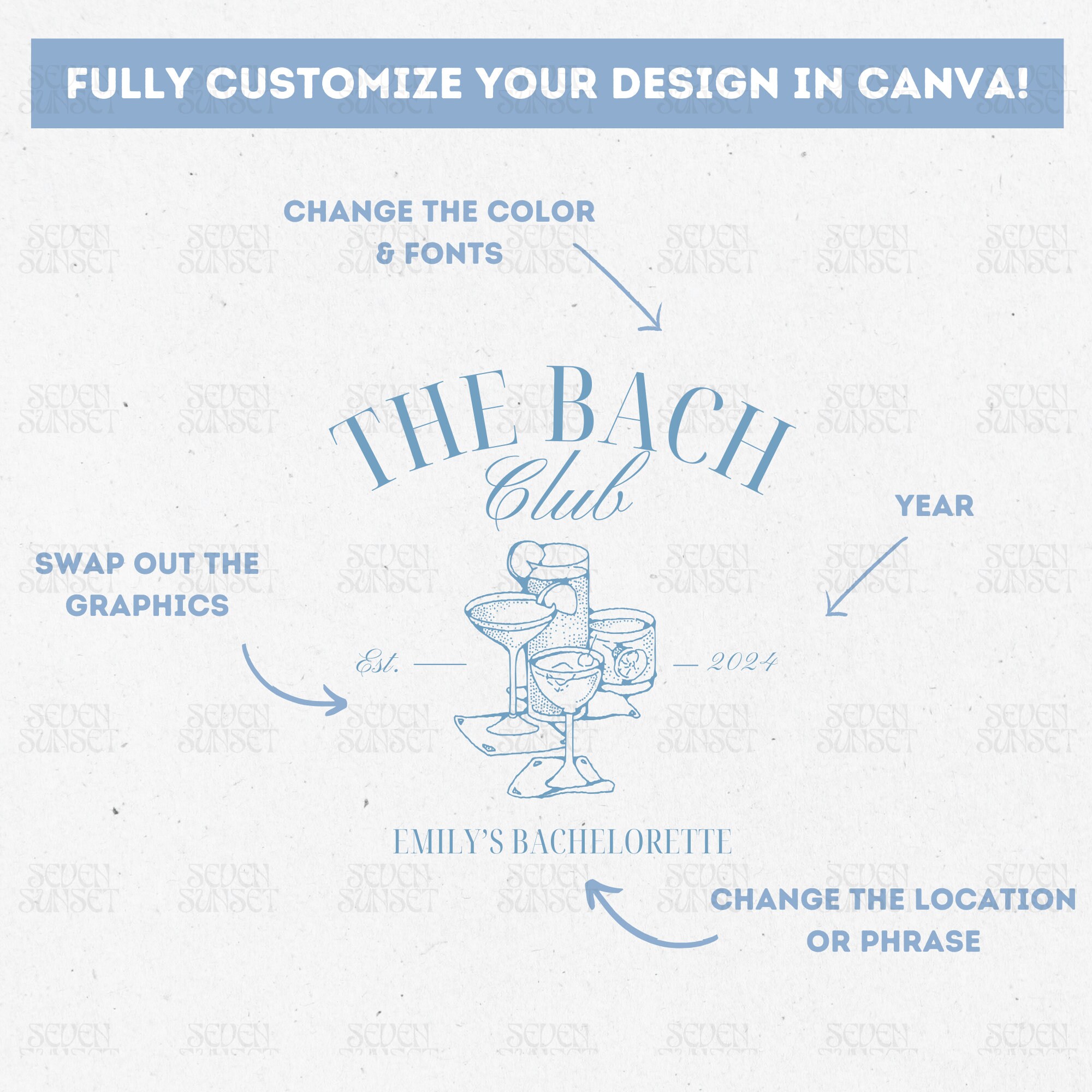 The Bach Club Logo, Bachelorette Social Club, Editable Canva Template ...