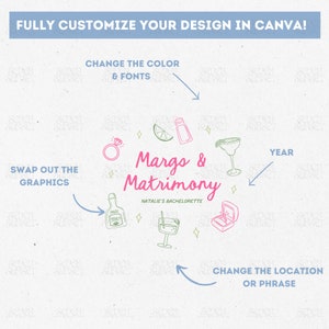 Margs and Matrimony Bachelorette Logo Editable Template Margarita ...