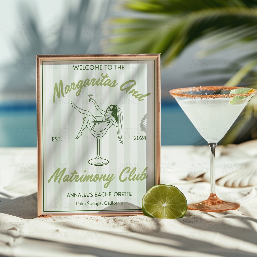 Margarita Bridal Shower Sign Template Margs and Matrimony Bachelorette ...